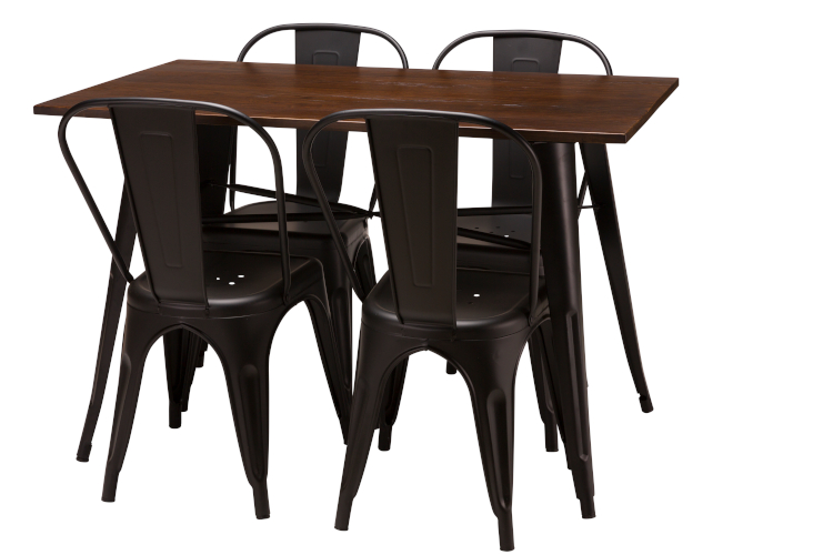 French Bistro Rectangle Dining Table with Solid Wooden Top - JB ...